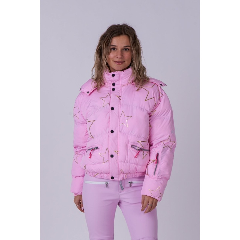 Chic Puffer Jacket - Pink with Gold Stars - Your Action Sports Shop ...